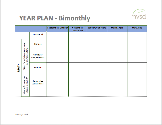 Year Planners | NVSD44 New Curriculum